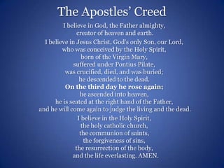 Apostles' Creed Session Ten -On the Third Day he rose again | PPTX ...
