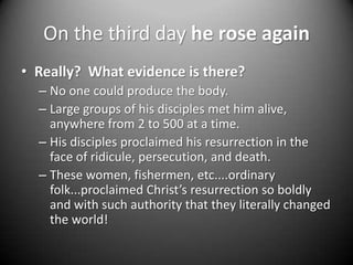 Apostles' Creed Session Ten -On the Third Day he rose again | PPTX ...