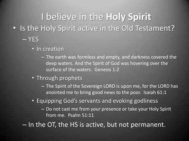 Apostles' Creed Session Thirteen -I Believe in the Holy Spirit | PPTX