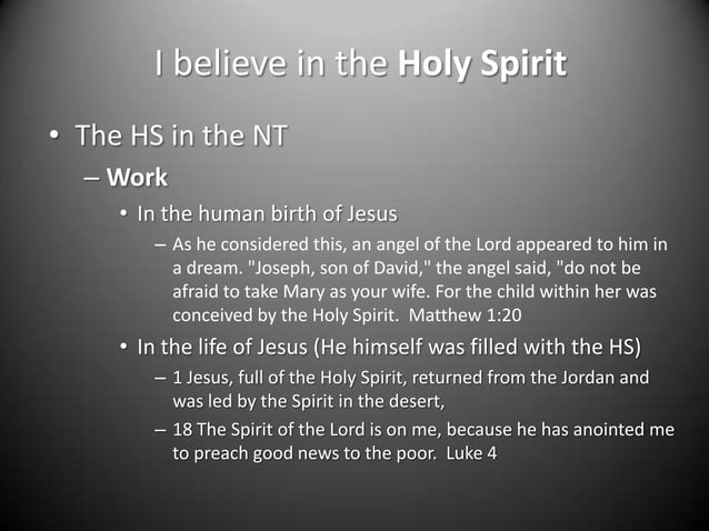 Apostles' Creed Session Thirteen -I Believe in the Holy Spirit | PPTX
