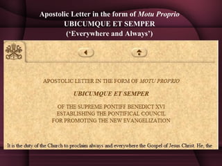 Apostolic Letter Ubicumque et Semper | PPT