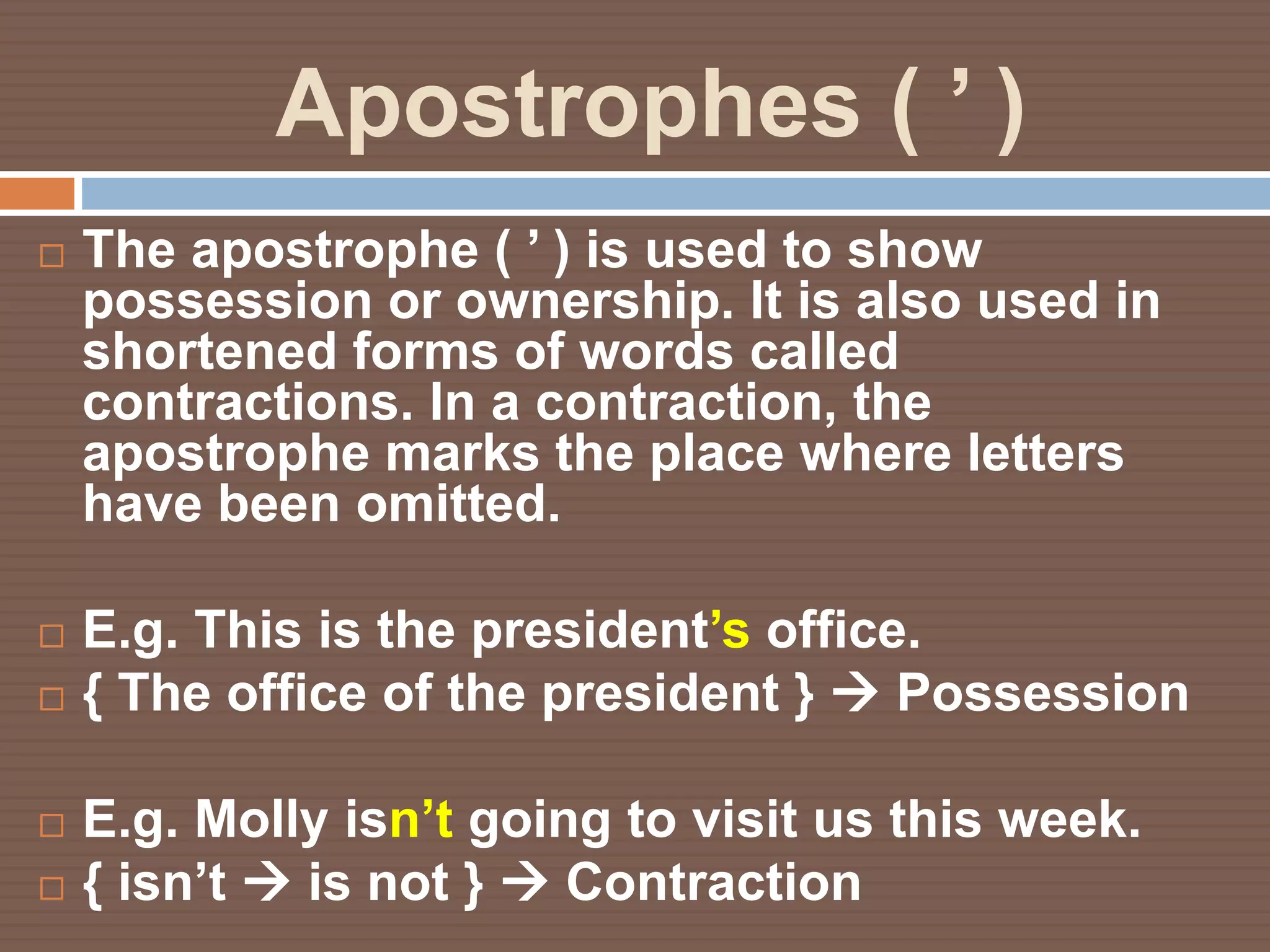 Apostrophes, brackets, and parentheses | PPTX