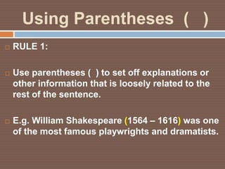 Apostrophes, brackets, and parentheses | PPTX