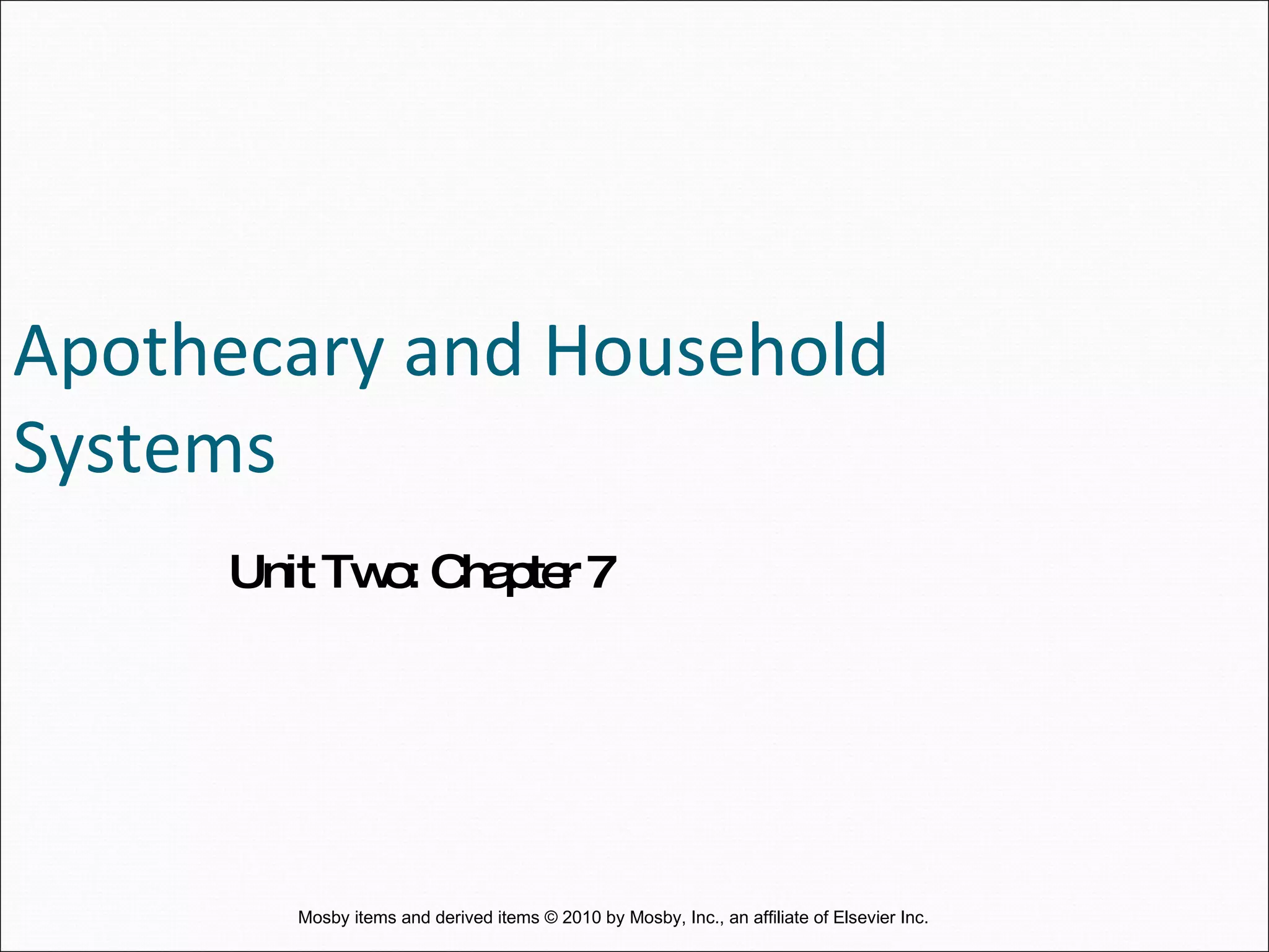 Apothecary And Household Systems | PPT