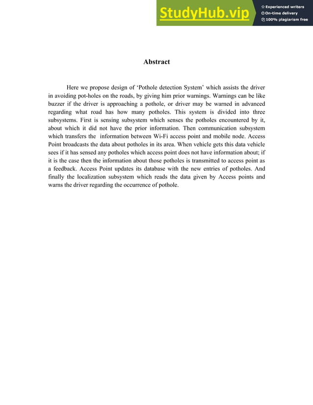 A Pothole Detection System M. Tech Project Report II Nd Stage | PDF ...