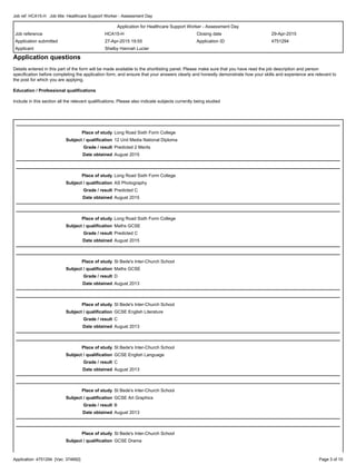 health care assistant application form | PDF