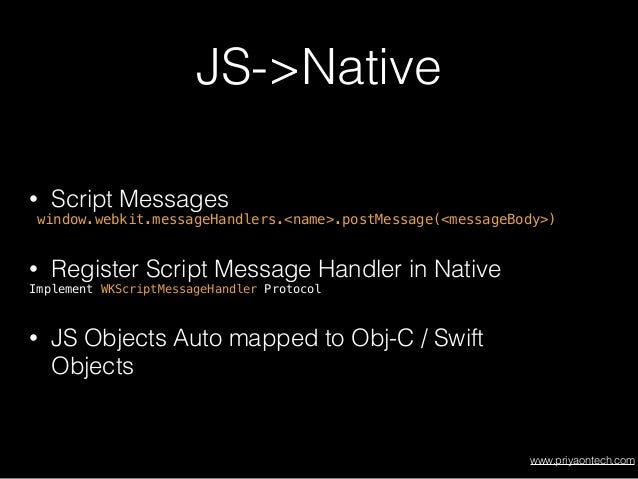 Native-Javascript Bridging Using WKWebViews in iOS8