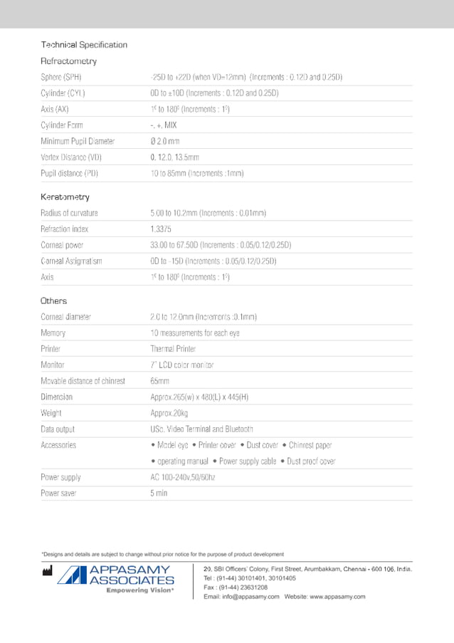 Appa Auto Refractor Keratometer Appa Auto Refractor Keratometer