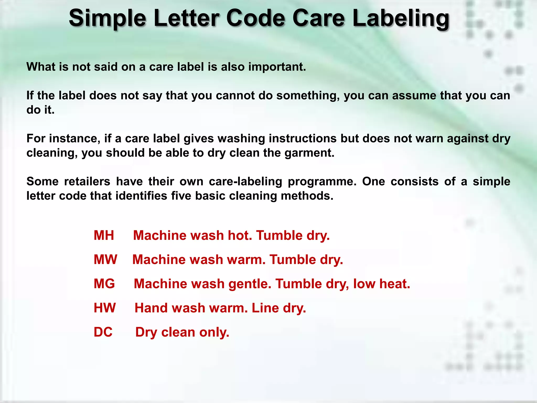 Apparel care & Care Labels | PPTX
