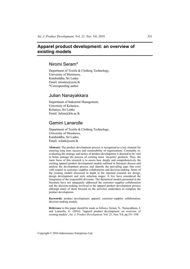 Apparelproductdevelopmentanoverviewof | PDF