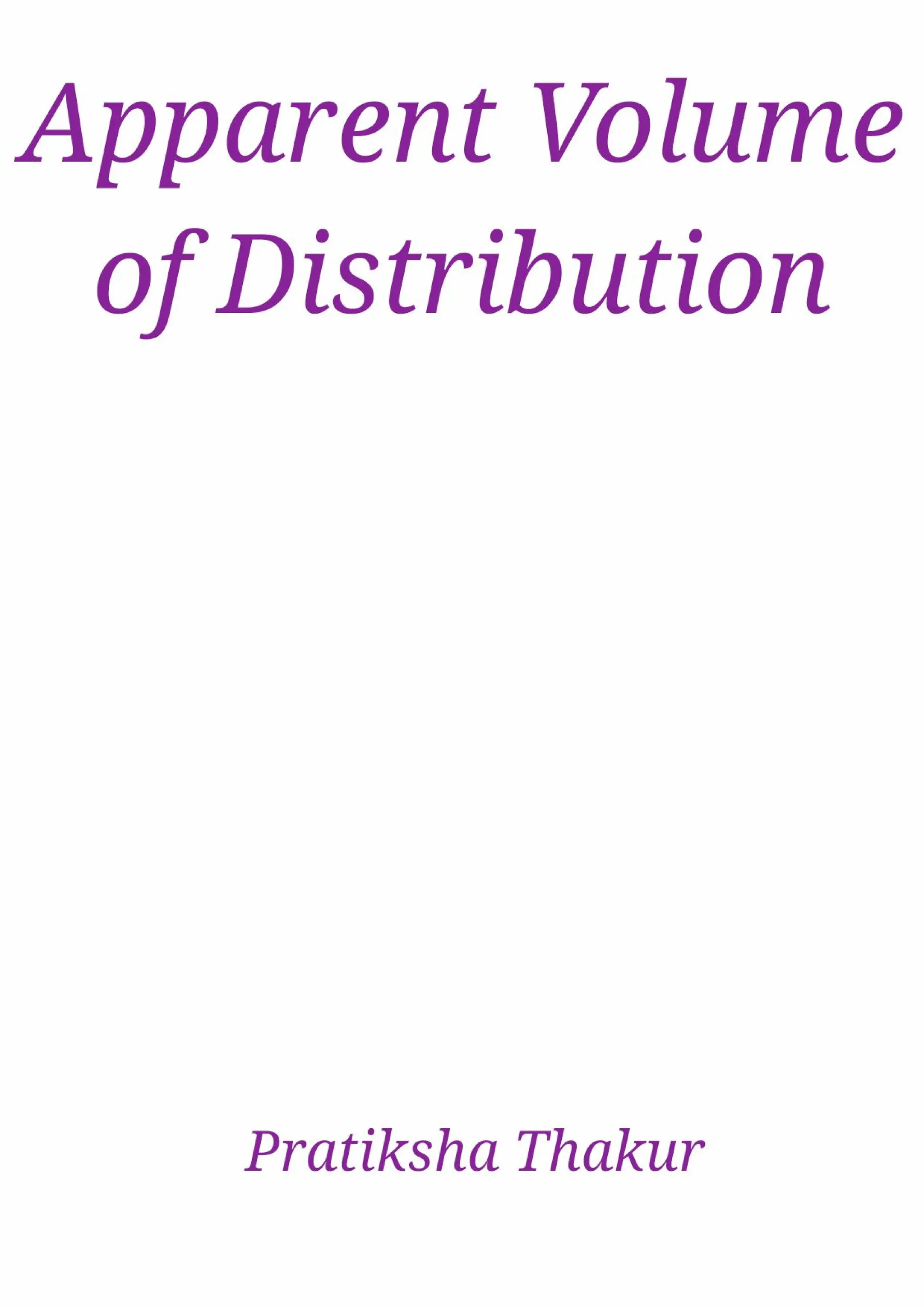 Apparent Volume of Distribution | PDF