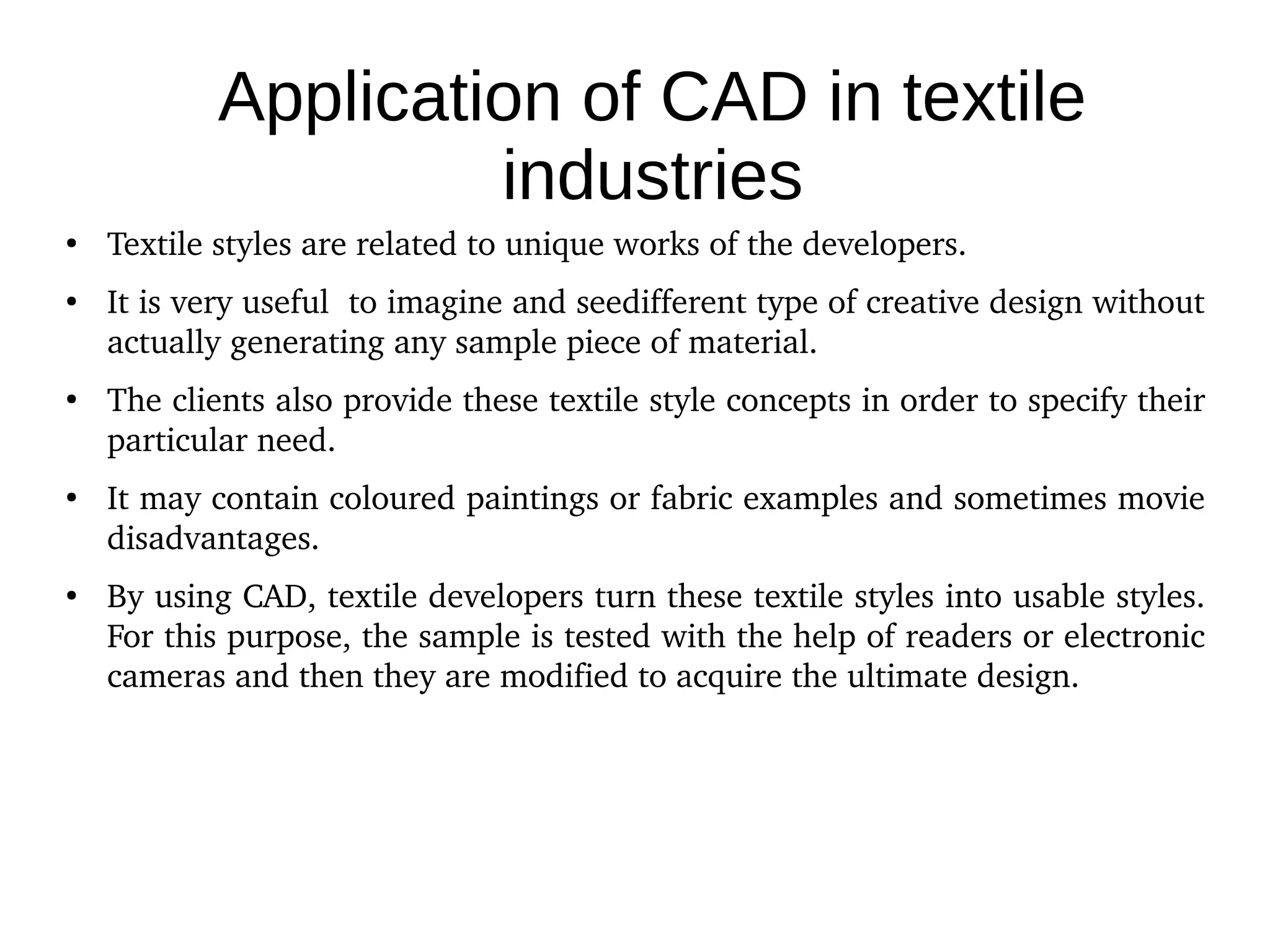 Applications of CAD-CAM in Textile Industry | PPT