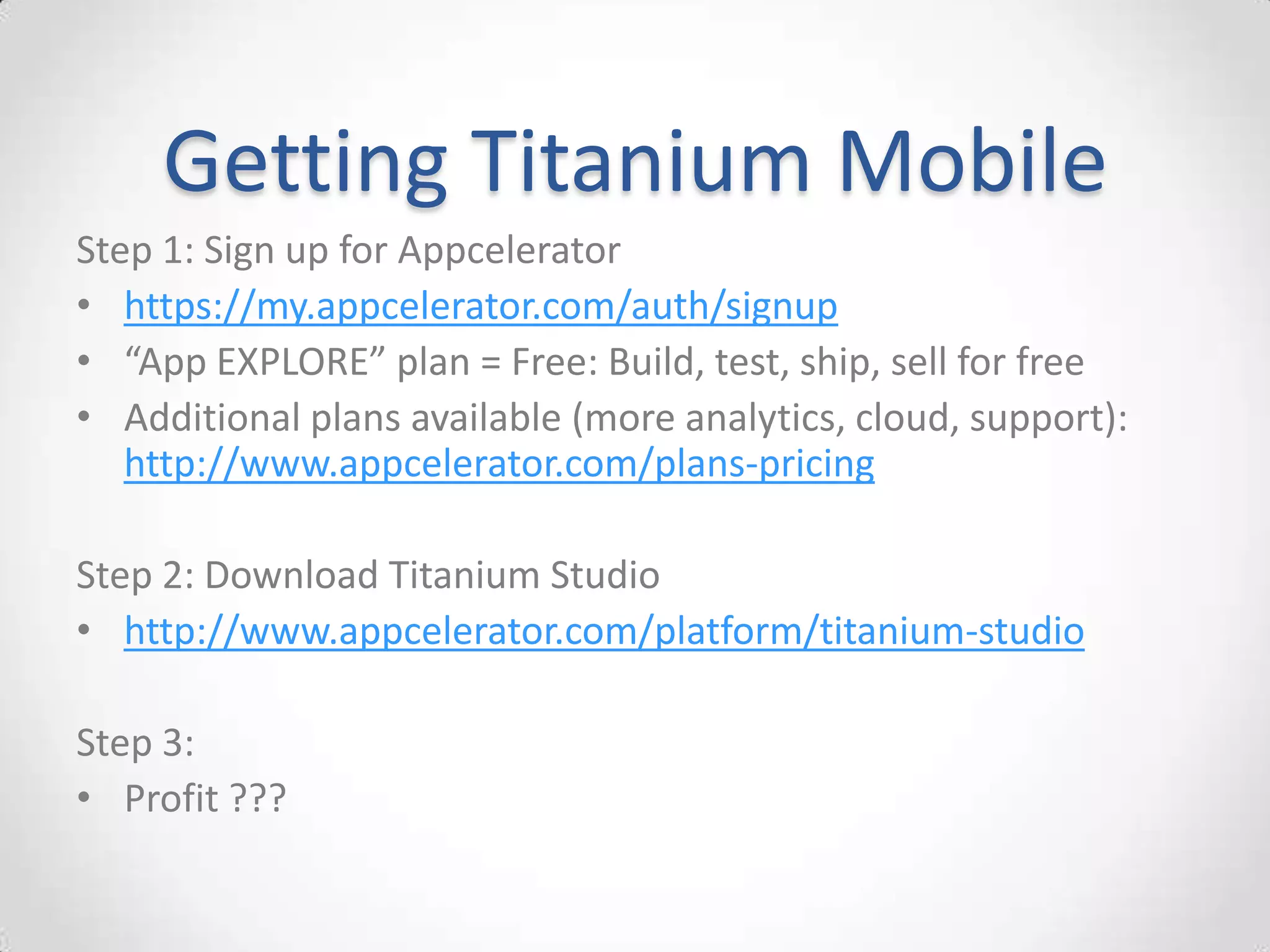Appcelerator Titanium Intro | PPT