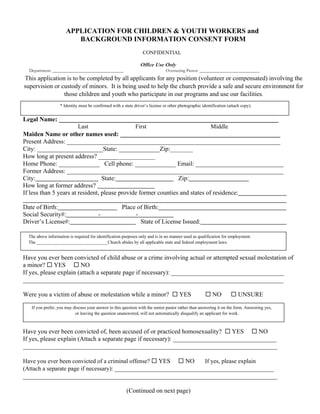 Appchild youth worker background consent | PDF | Debated Sensitive Social Issues | Sensitive Topics