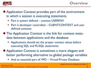 Introducing Application Context - from the PL/SQL Potpourri | PDF