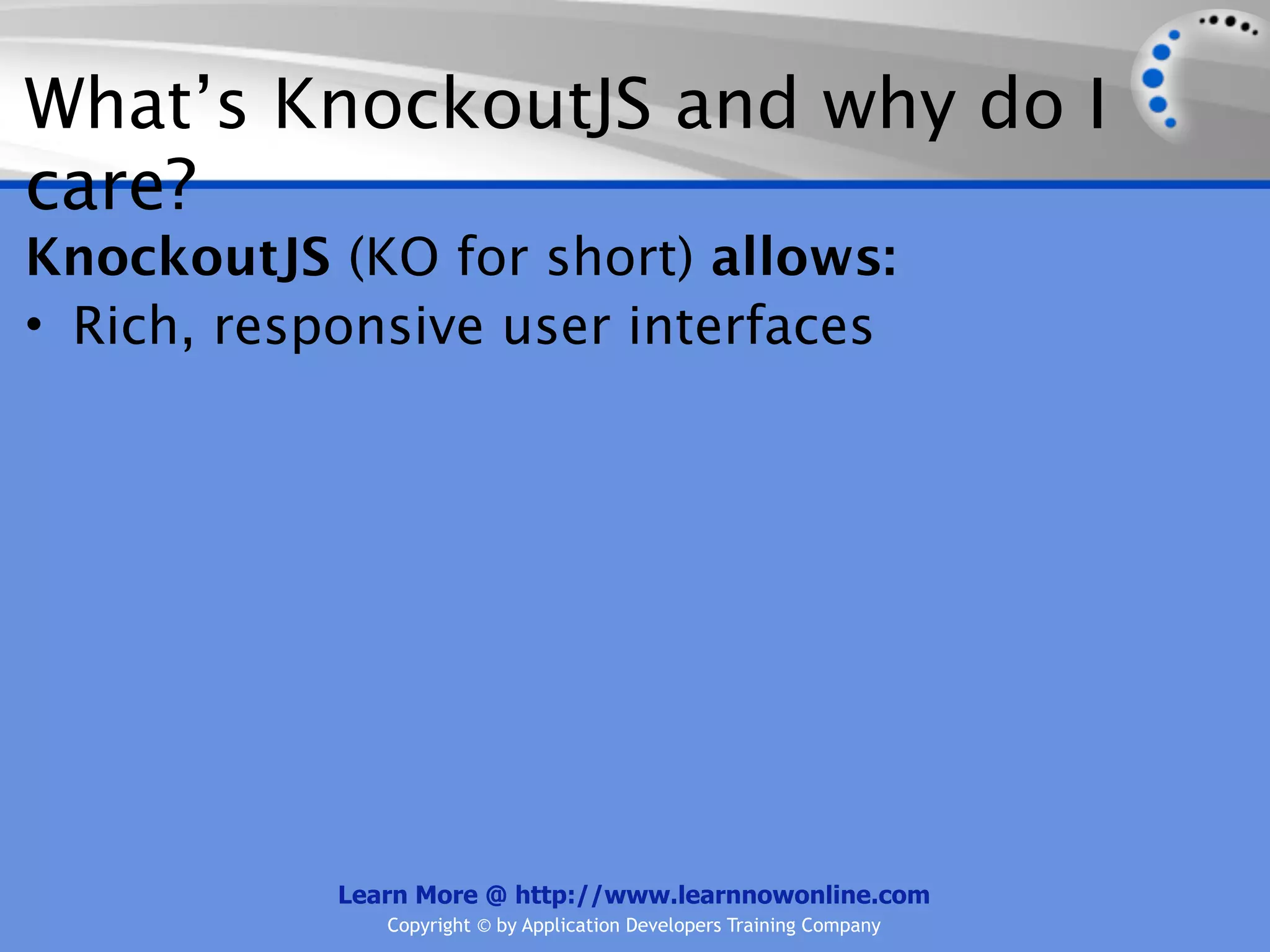 KnockOutJS with ASP.NET MVC | PPT