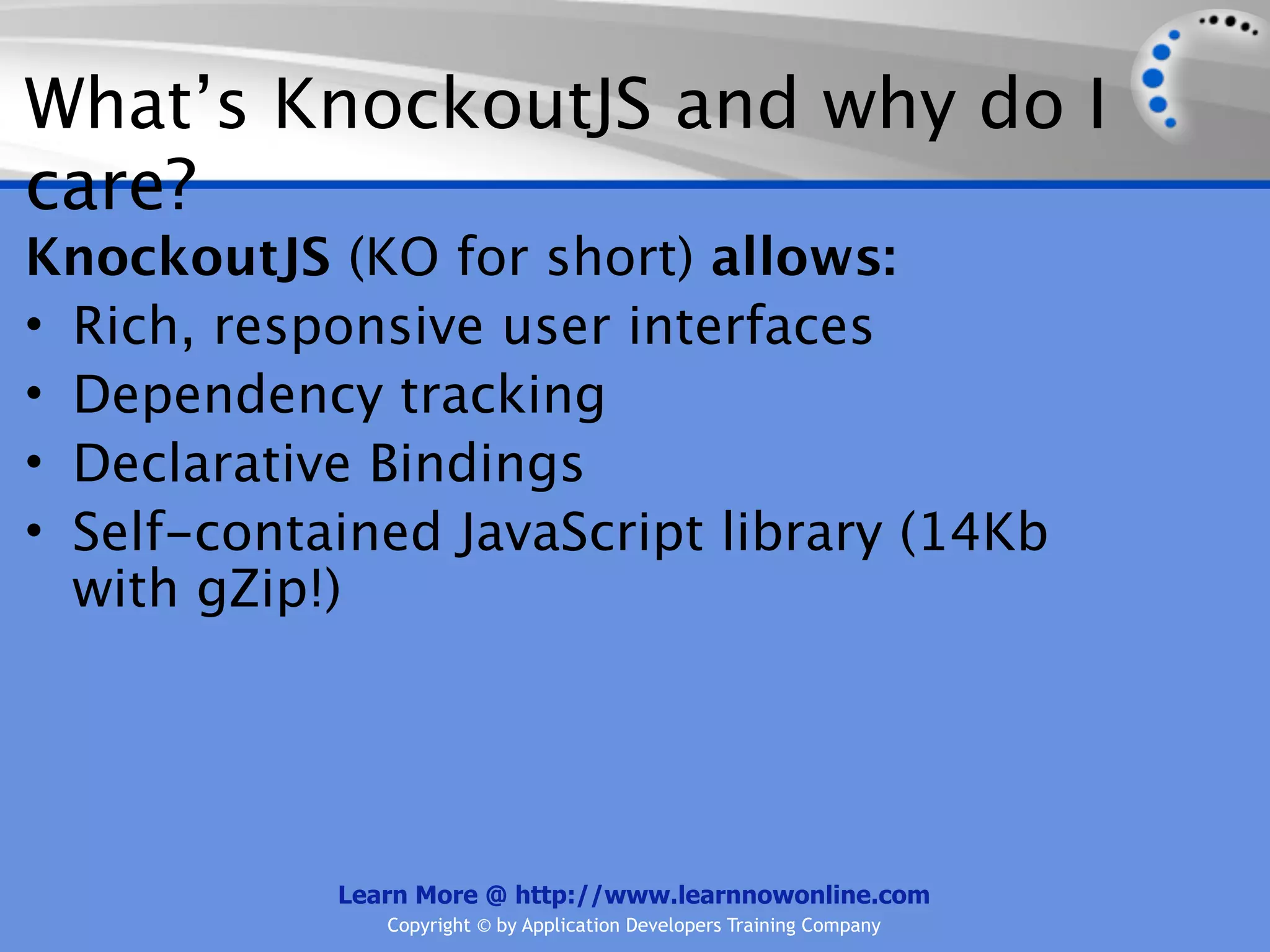 KnockOutJS with ASP.NET MVC | PPT
