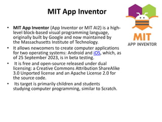 App development for class 8 creating apps open source mit .pptx