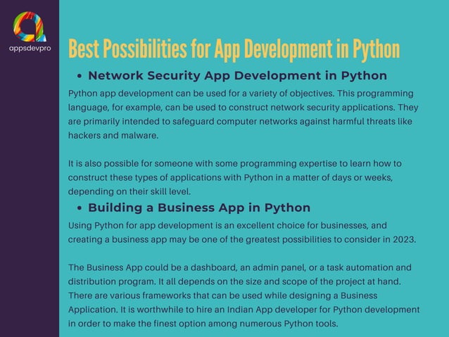 A Comprehensive Guide to App Development with Python - AppsDevPro | PDF