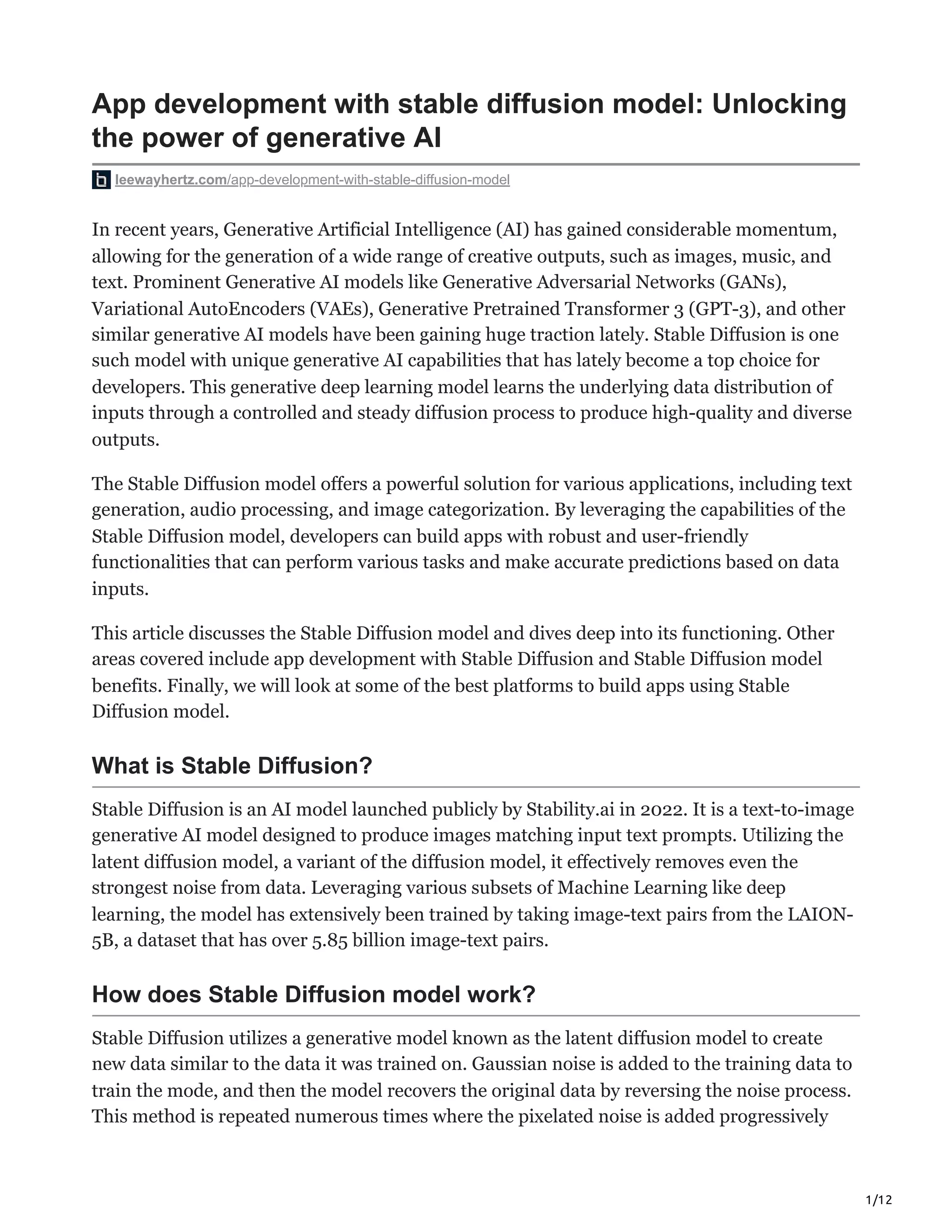 App development with stable diffusion model Unlocking the power of generative AI.pdf