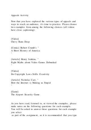 Appeals ActivityNow that you have explored the various types of | PDF