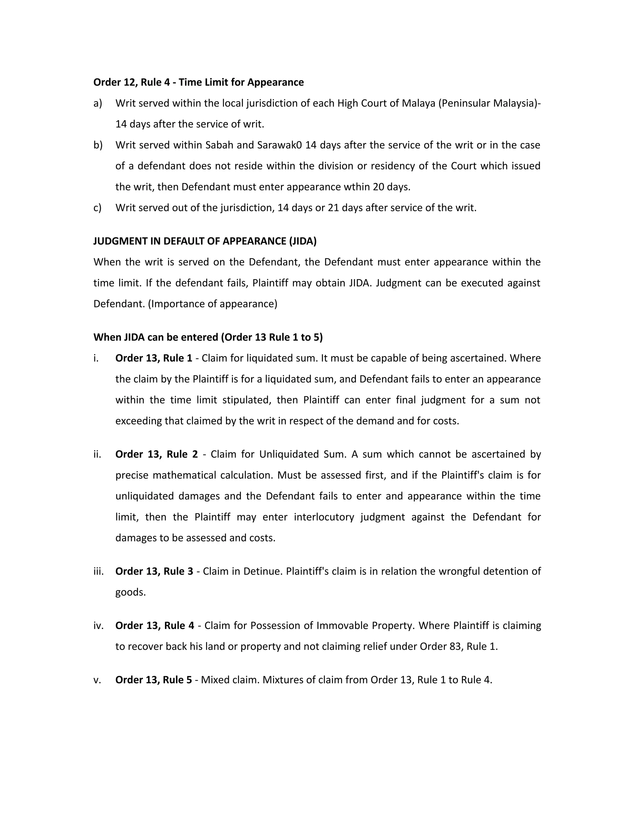 Appearance and default judgment | DOC