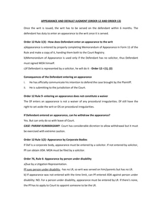 Appearance and default judgment | DOC