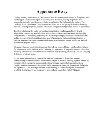 Appearance Essay | PDF