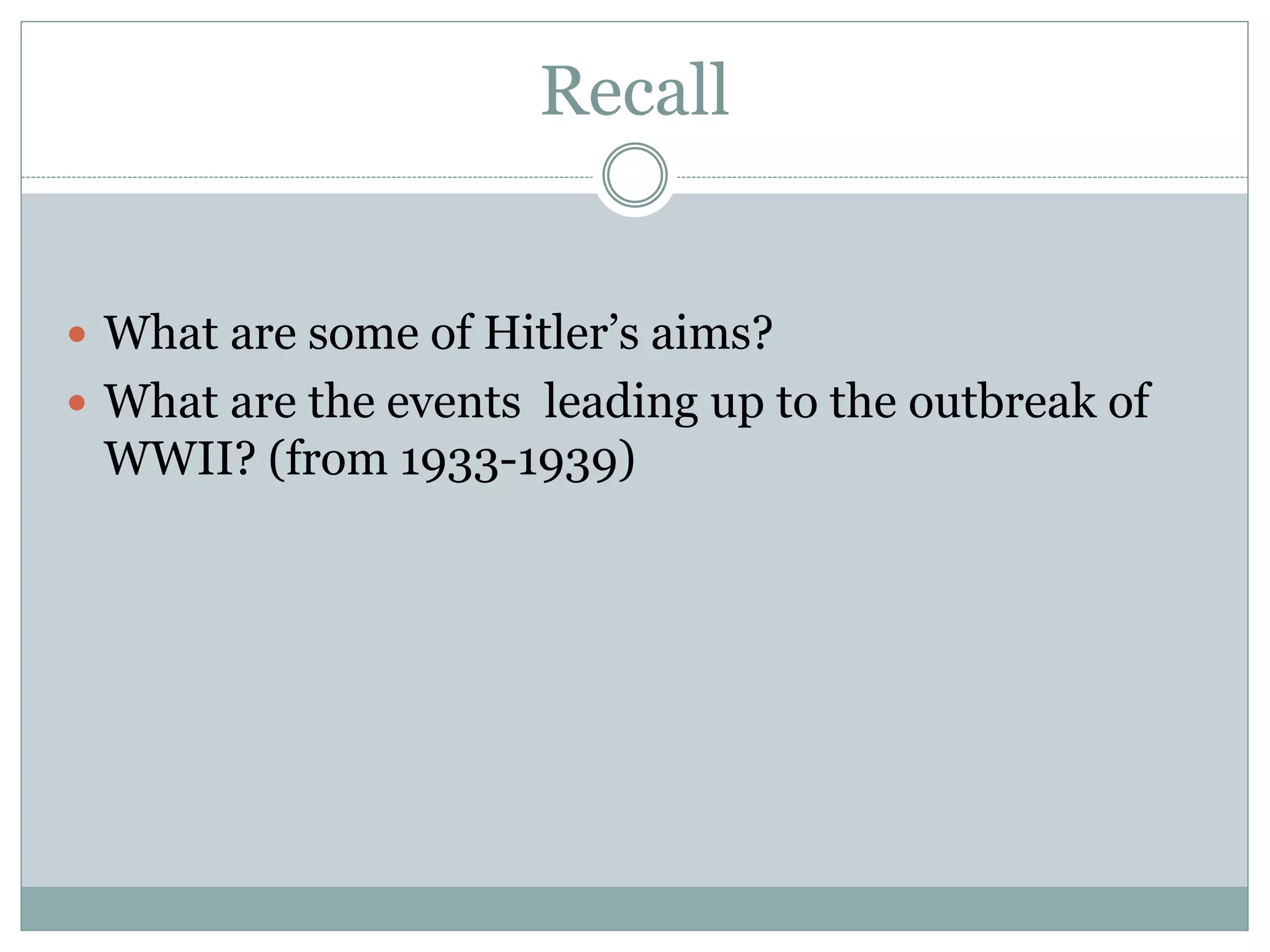 WWII in Europe: The Policy of Appeasement | PPTX