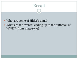 WWII in Europe: The Policy of Appeasement | PPTX