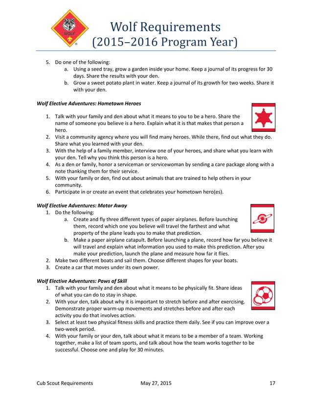 2015 - 2016 Cub Scout Requirments | PDF