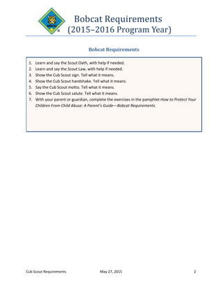 2015 - 2016 Cub Scout Requirments | PDF