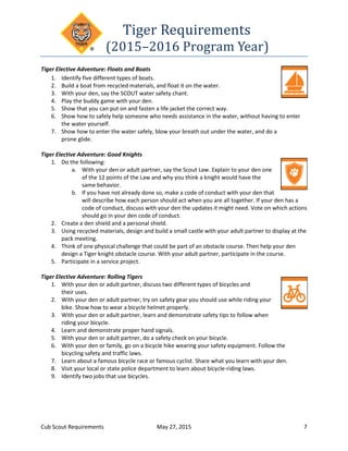 2015 - 2016 Cub Scout Requirments | PDF