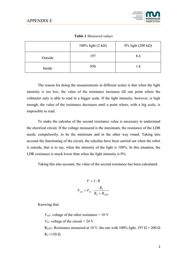 Appendices of the project: Designing, verifying and producing of a rescue robot prototype | PDF