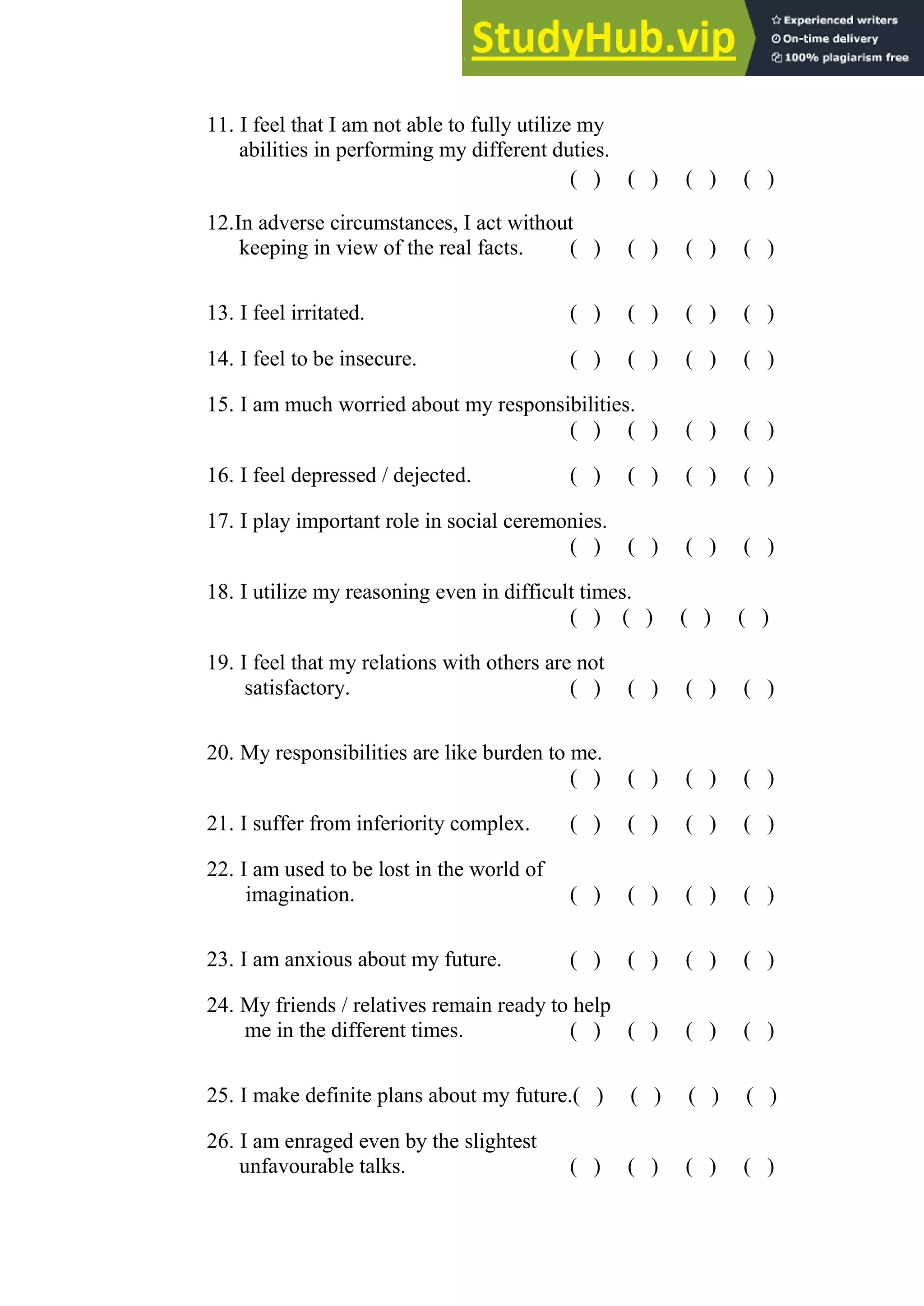 APPENDICES APPENDIX A ACADEMIC STRESS SCALE | PDF