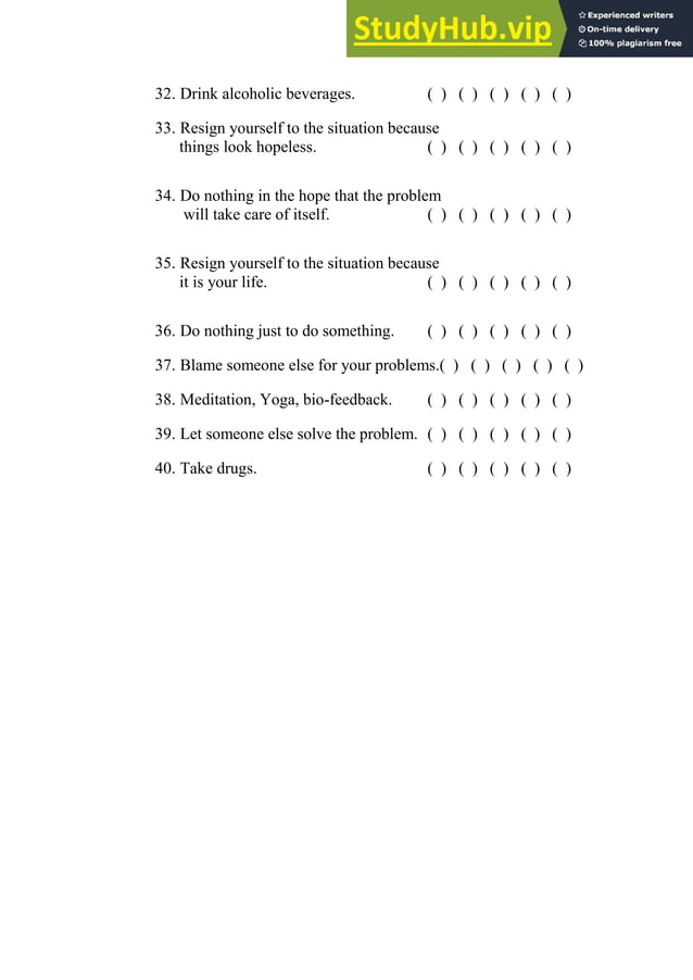 APPENDICES APPENDIX A ACADEMIC STRESS SCALE | PDF