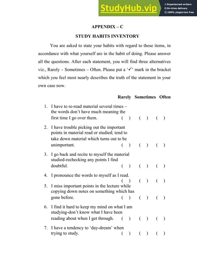 APPENDICES APPENDIX A ACADEMIC STRESS SCALE | PDF