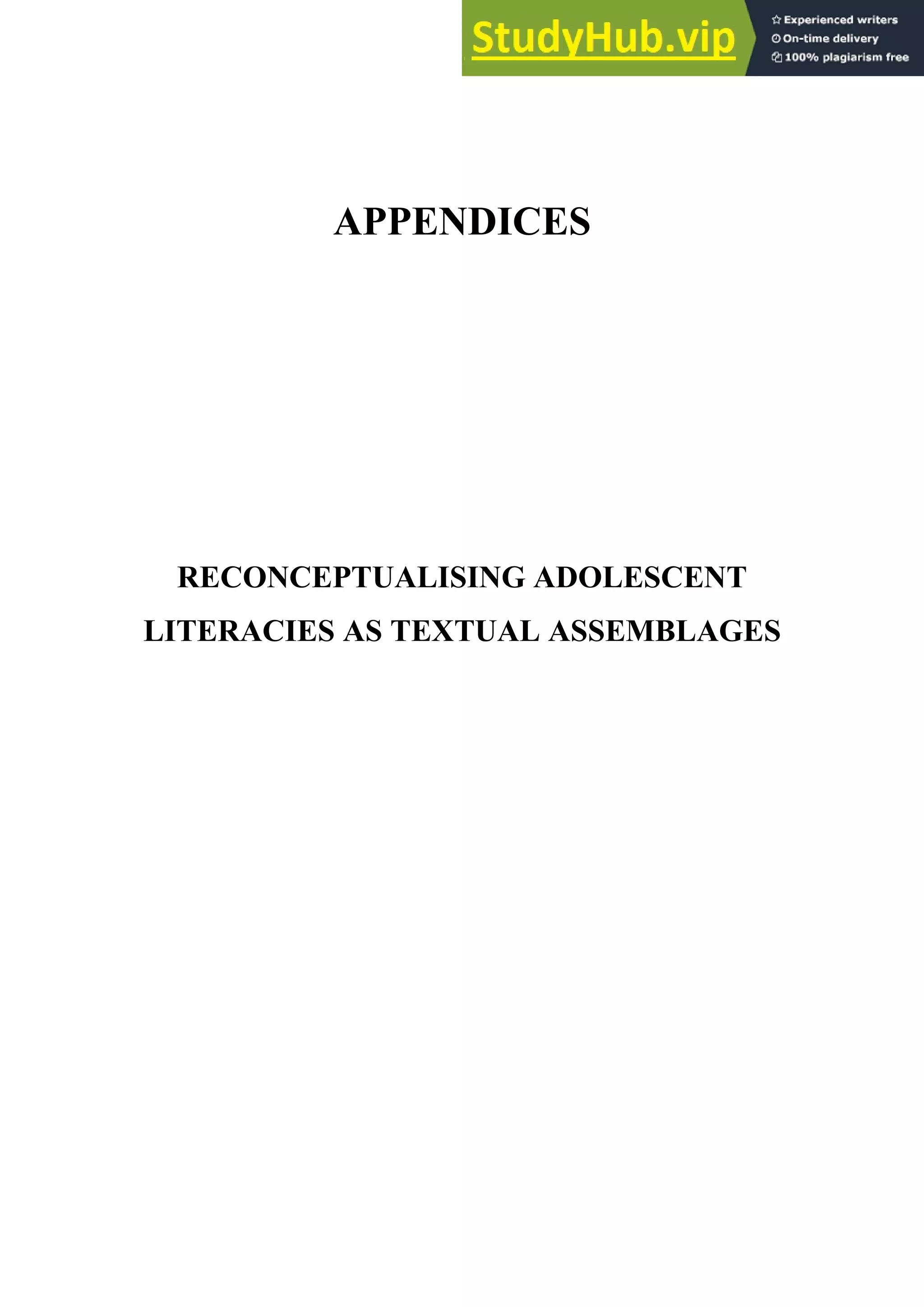 Appendices To Dissertation | PDF