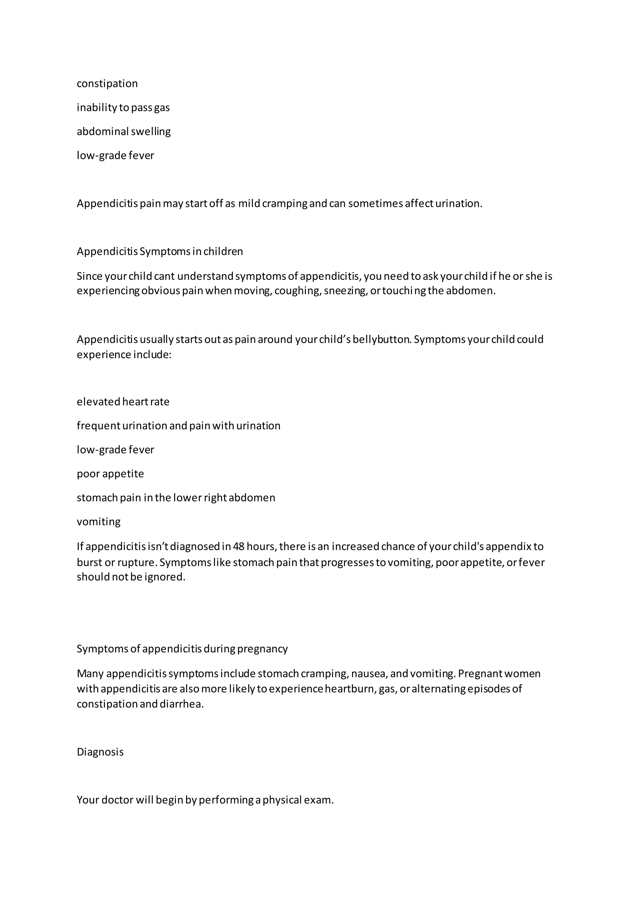 Appendicitis | DOCX | Digestive Disorders | Diseases and Conditions