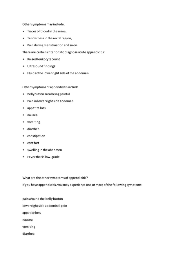 Appendicitis | DOCX | Digestive Disorders | Diseases and Conditions