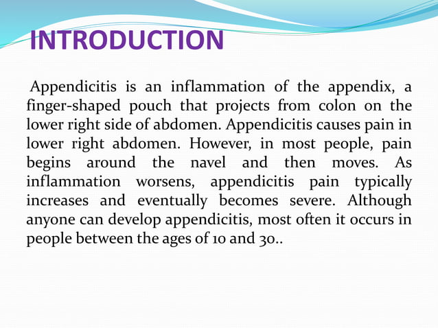 Appendicitis | PPTX | Digestive Disorders | Diseases and Conditions