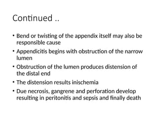 Appendicitis is the inflamation of apemdex | PPTX