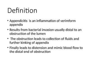 Appendicitis is the inflamation of apemdex | PPTX