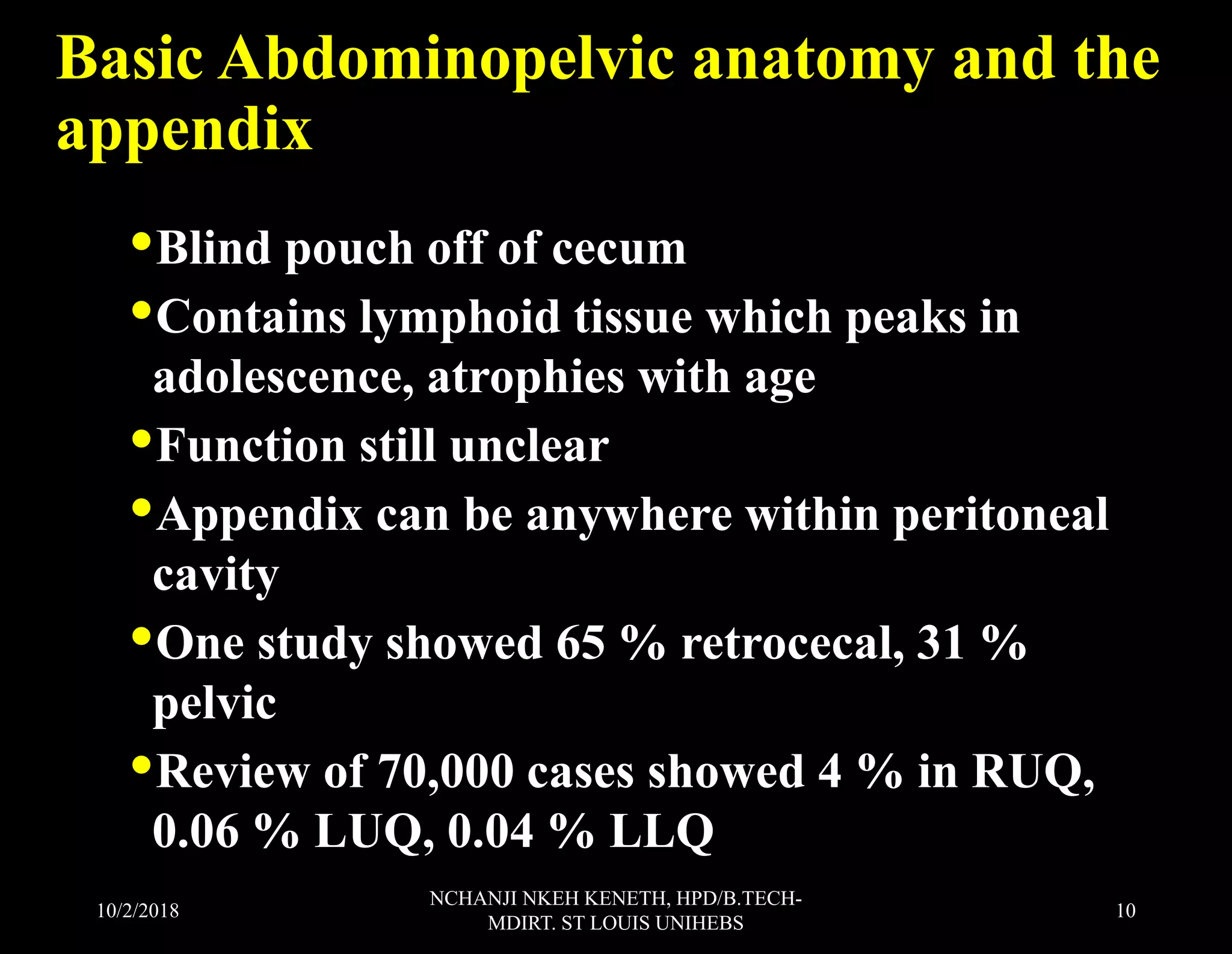 Appendicitis and role of ultrasound scan in diagnosis Nchanji Nkeh ...