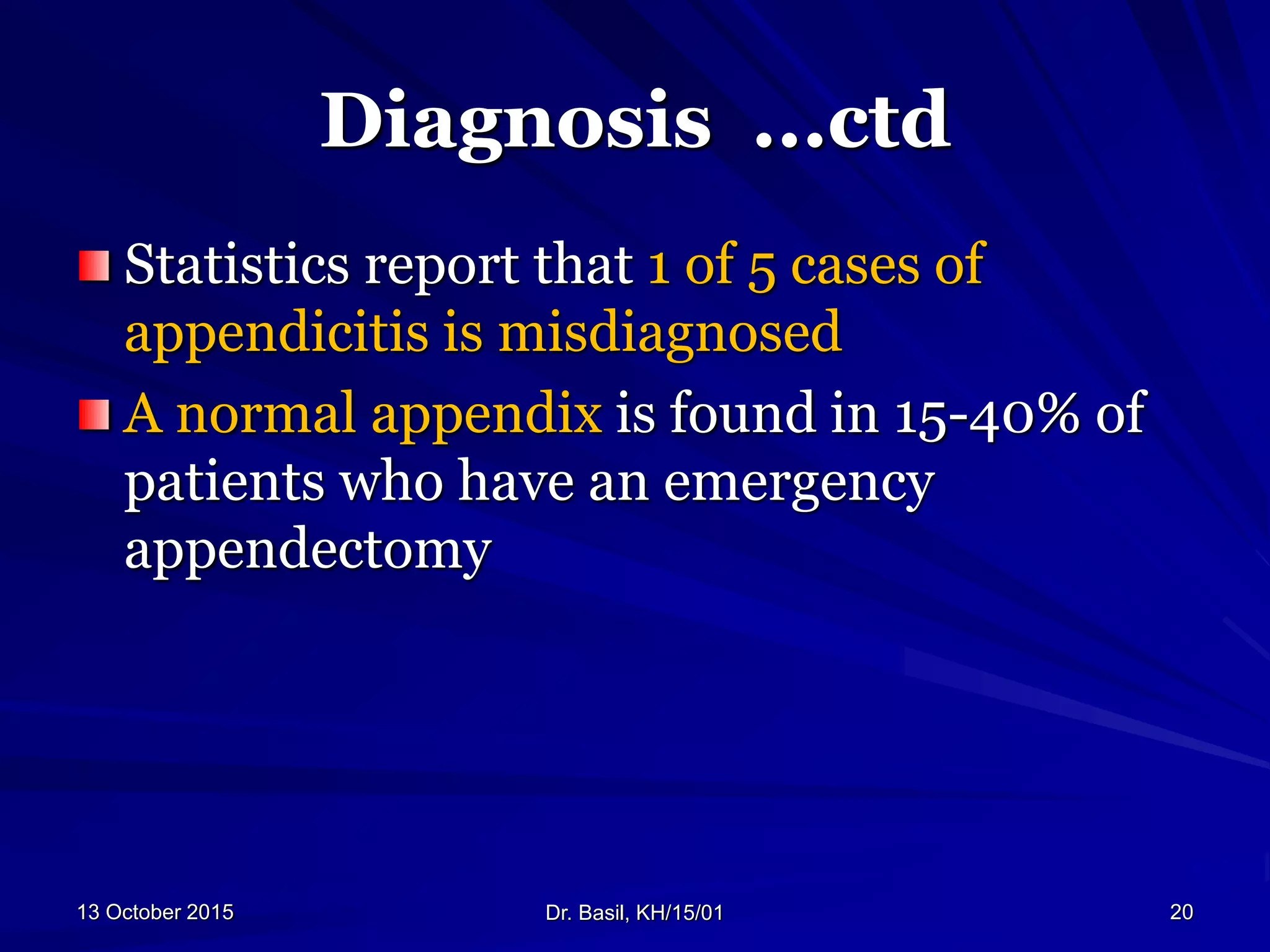 Appendicitis dr. basil tumaini | PPTX