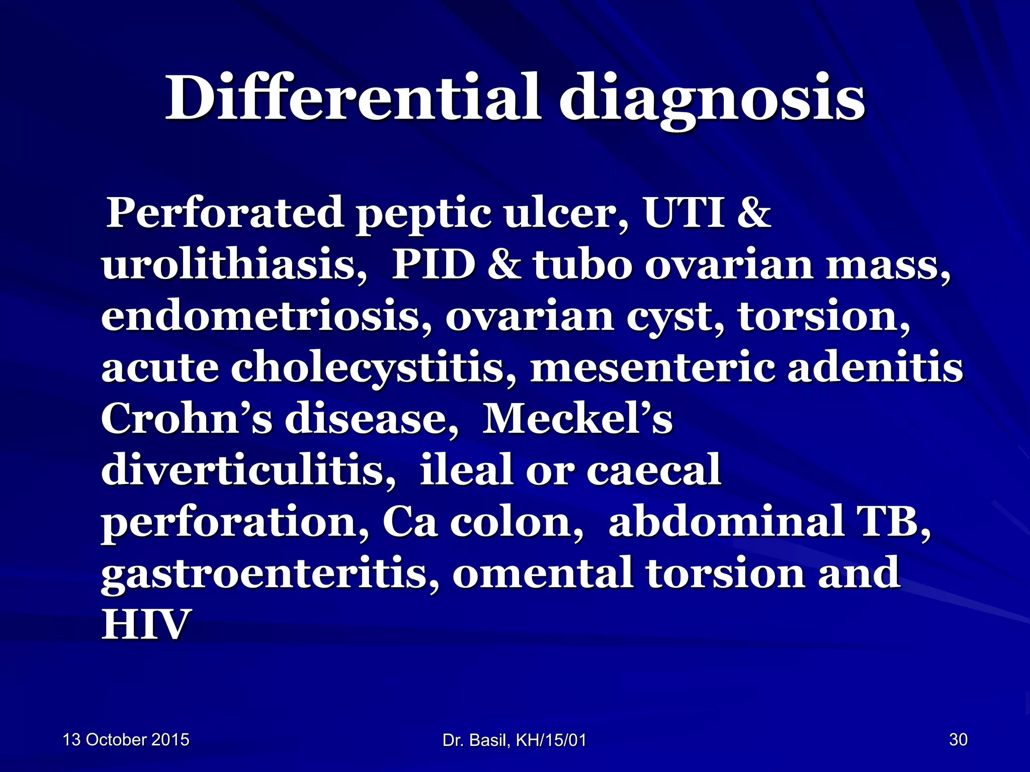 Appendicitis dr. basil tumaini | PPTX