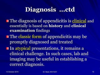 Appendicitis dr. basil tumaini | PPTX