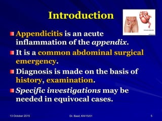 Appendicitis dr. basil tumaini | PPTX | Digestive Disorders | Diseases ...