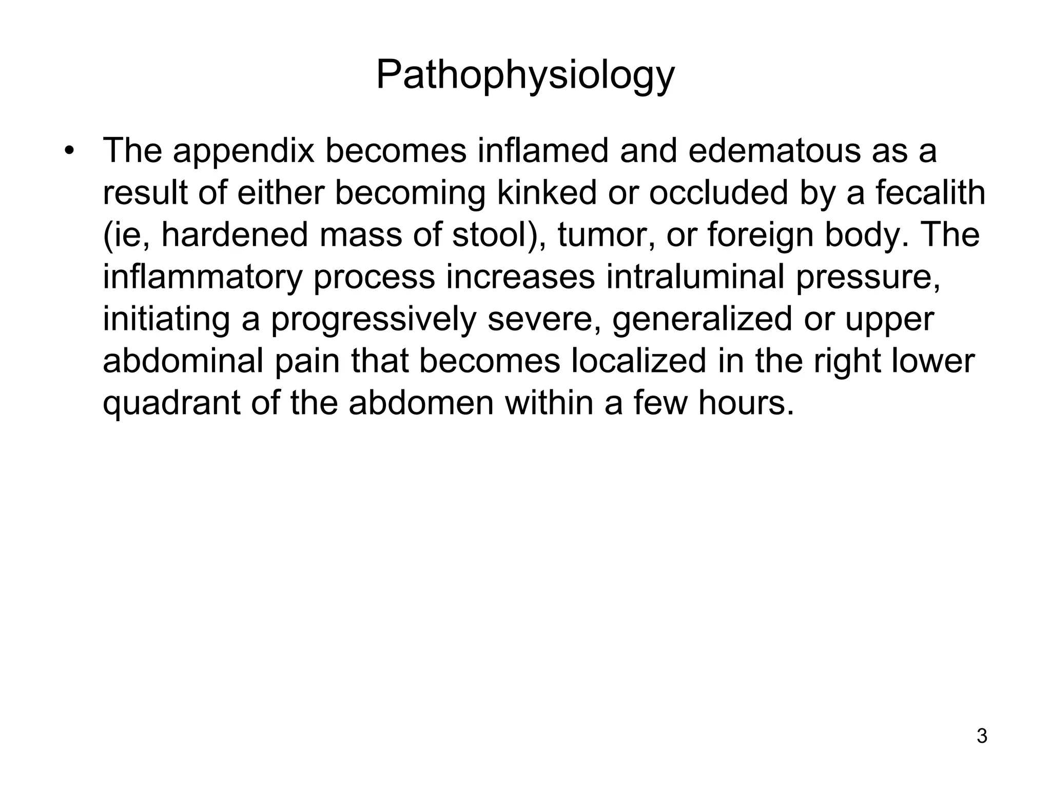 Appendicitis ,pathophysiology and its management | PPT