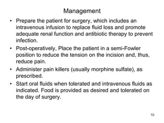 Appendicitis ,pathophysiology and its management | PPT